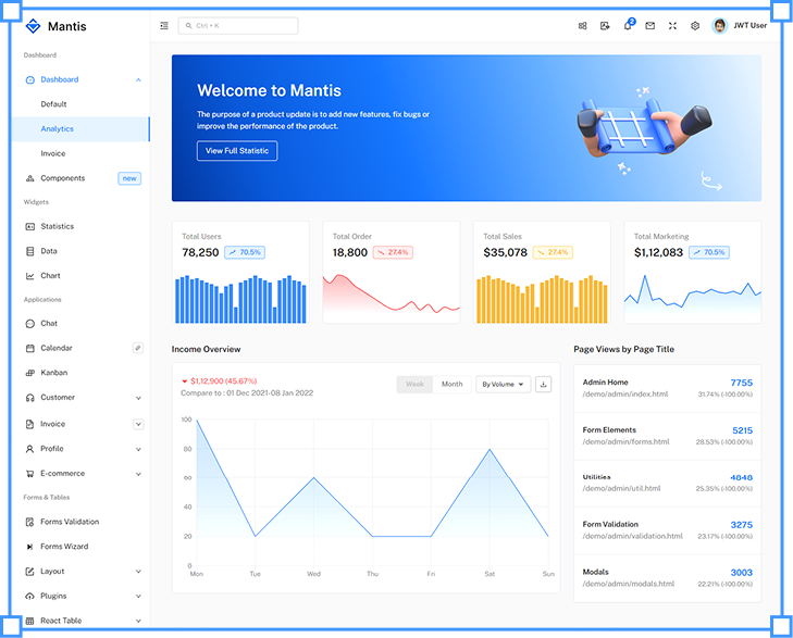 Mantis React Admin Dashboard